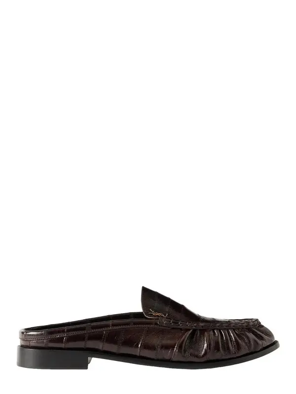 Saint Laurent Le Loafer Logo-embellished Eel Mules - Brown