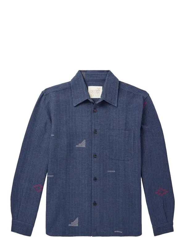 KARDO Luis Embroidered Cotton Shirt - Blue