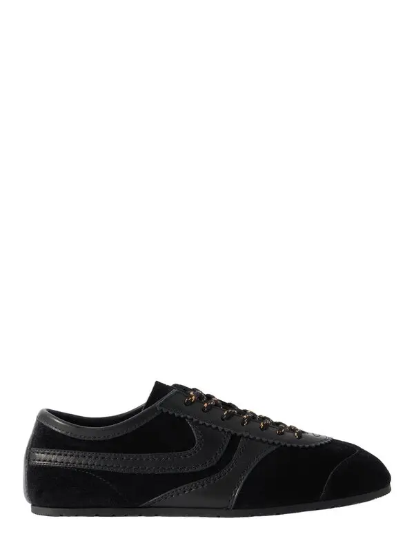 Dries Van Noten Leather-trimmed Suede Sneakers - Black