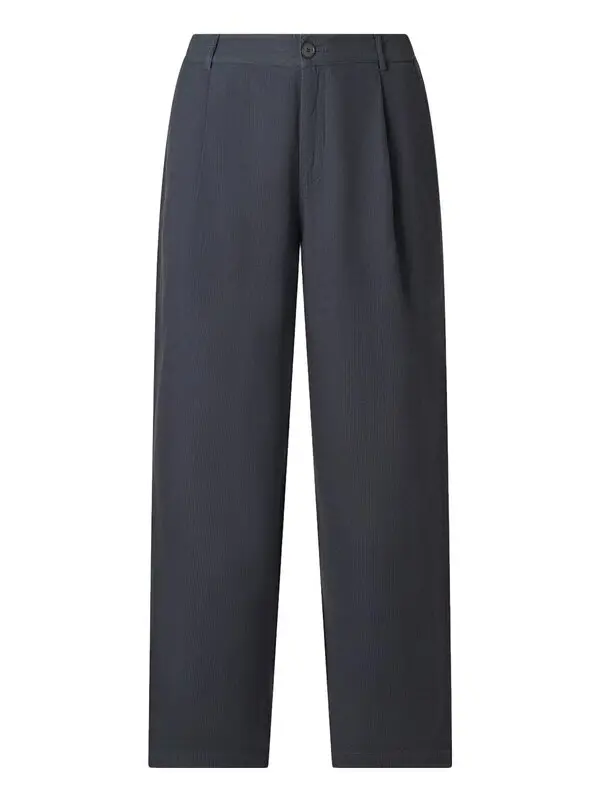 Folk Wide-leg Cotton Trousers - Black