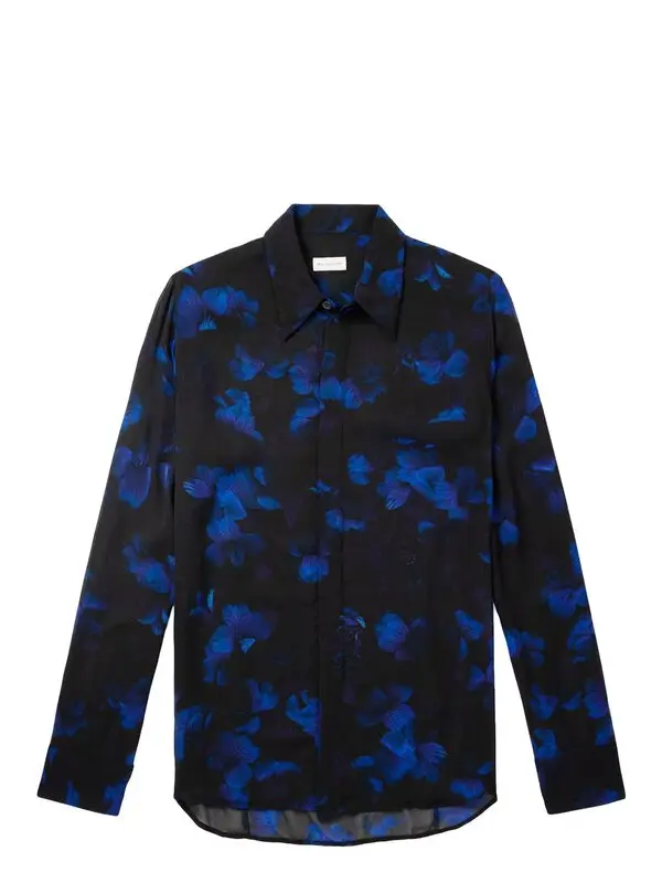 Dries Van Noten Floral-print Crepe Shirt - Blue
