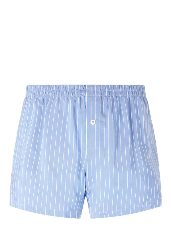 Zimmerli Striped Woven Boxer Shorts - Blue