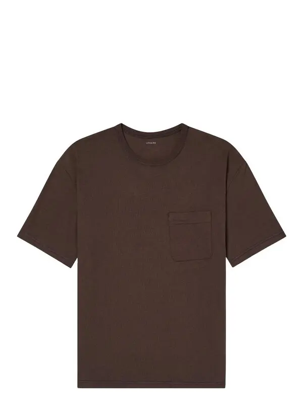 LEMAIRE Cotton And Linen-blend Jersey T-shirt - Brown