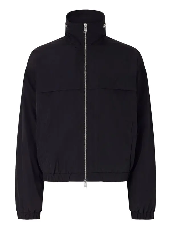 Ami Cropped Logo-embroidered Shell Jacket - Black