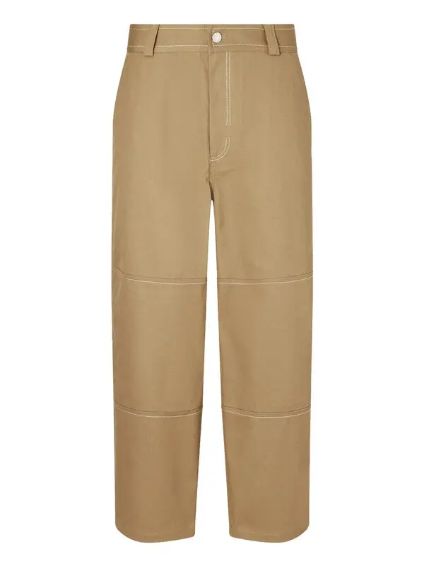 Ami Straight-leg Cotton-canvas Trousers - Neutrals