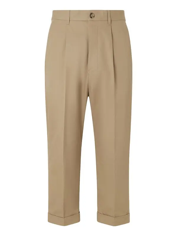 Ami Pleated Cotton-gabardine Trousers - Neutrals