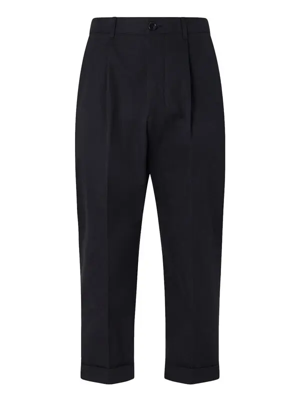 Ami Cropped Pleated Cotton-gabardine Trousers - Black