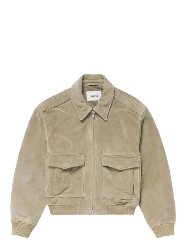 AGOLDE Emil Suede Bomber Jacket - Brown