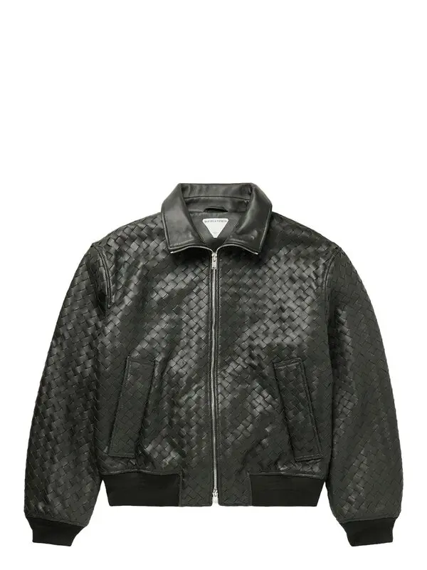 Bottega Veneta Intrecciato Leather Blouson Jacket - Green