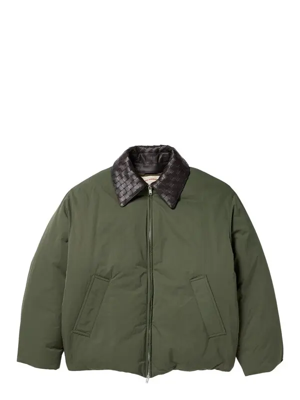 Bottega Veneta Intrecciato Leather-trimmed Shell Down Jacket - Green