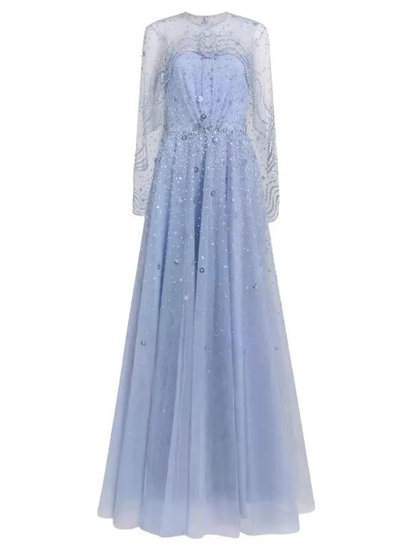 Jenny Packham Oliver Beaded-appliqué Maxi Dress - Blue