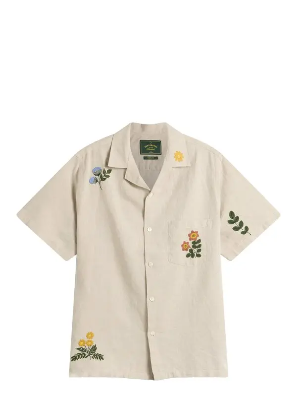 Portuguese Flannel Spring Embroidery Vacation Shirt - Natural