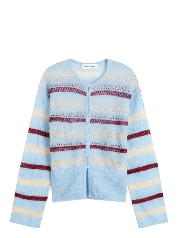 SAMSØE SAMSØE Sahera Knitted Cardigan - Blue Multi Stripe
