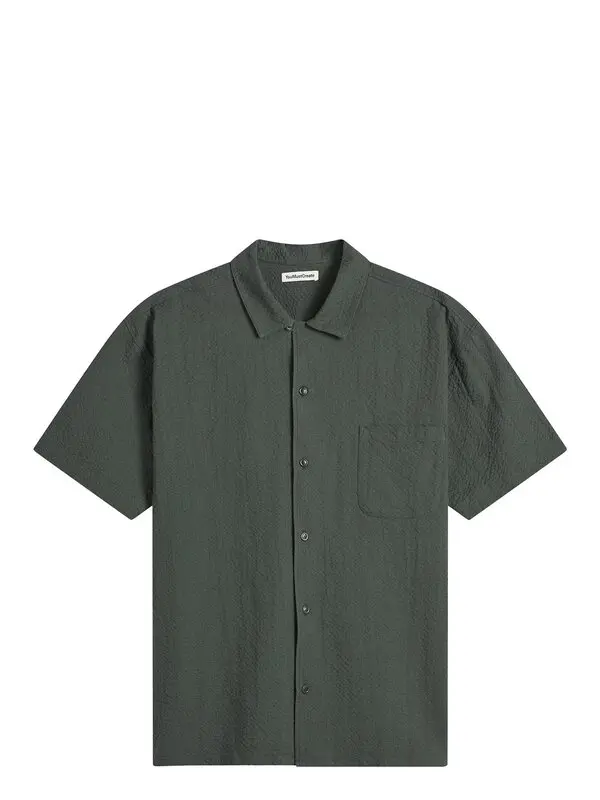 You Must Create Organic Seersucker Malick Shirt - Dark Green