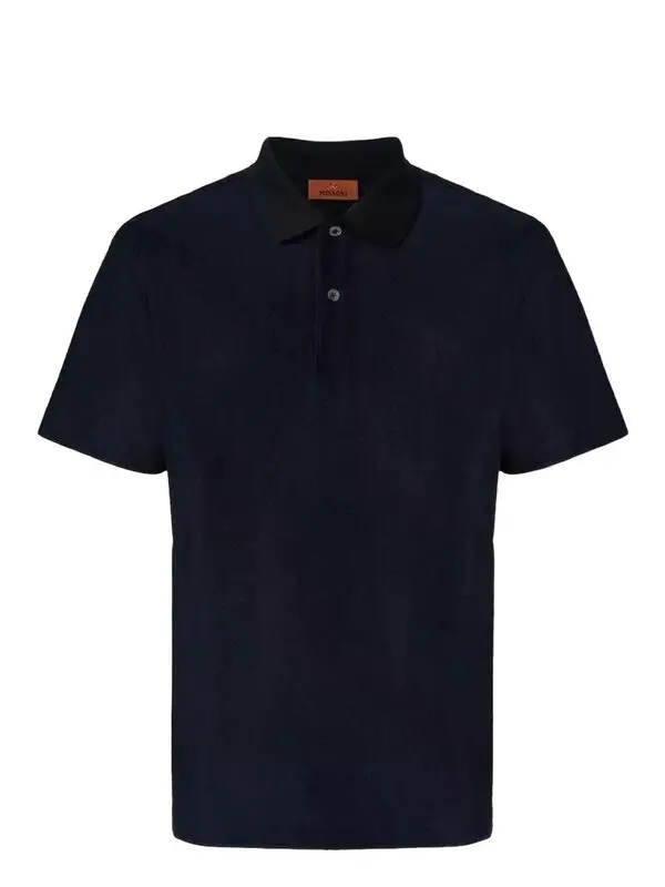 Missoni Jacquard Cotton Polo Shirt With Tone-on-tone Zigzag Design - Blue