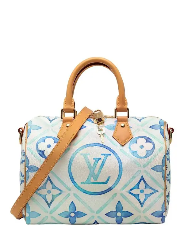 LOUIS VUITTON Monogram Tiles Pool Speedy Bandouliere 25 Satchel - Blue