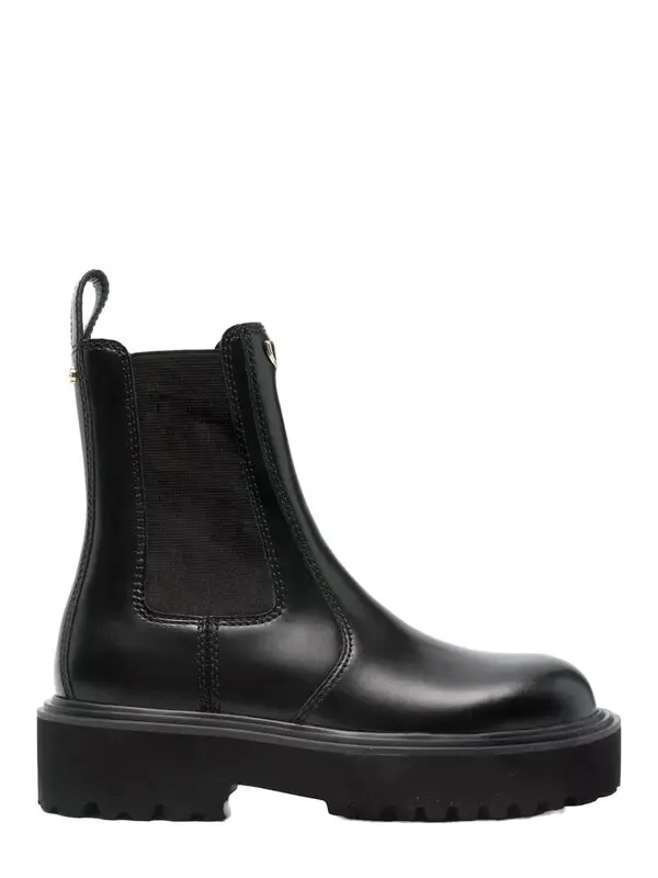 Maje Leather Platform Boots - Black