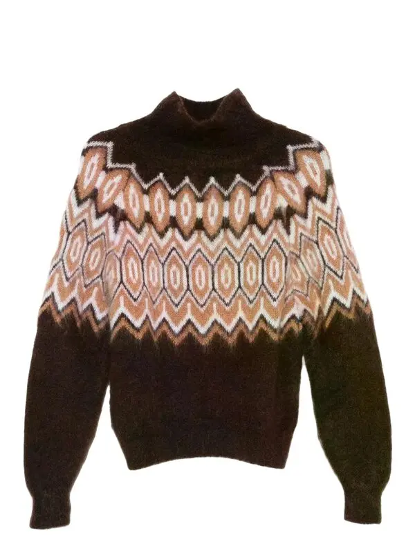 Maje Geometric-pattern Sweater - Brown
