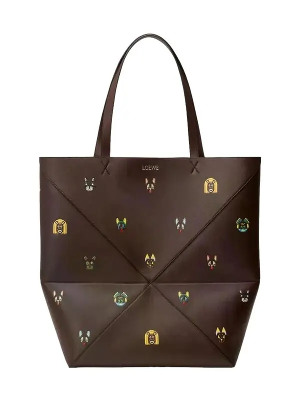 Loewe Puzzle Fold Cats Tote Bag - Brown