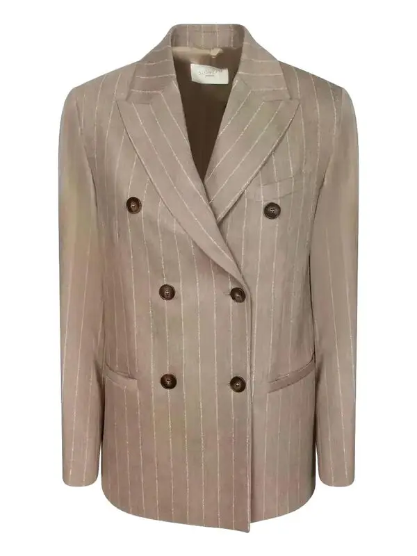 Montedoro Double-breasted Pinstripe Blazer - Neutrals