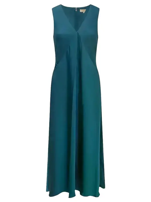 Michael Kors V-neck Satin Midi Dress - Blue