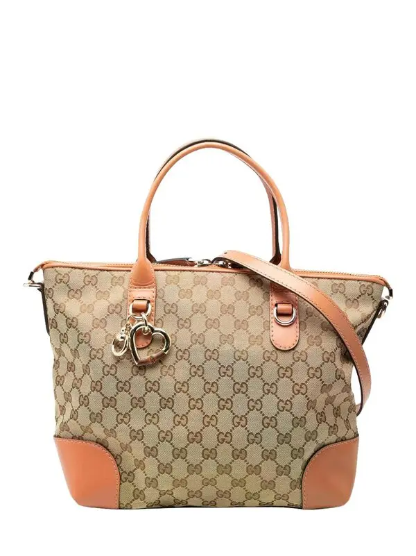 Gucci Gg Canvas Heart Bit Satchel - Brown