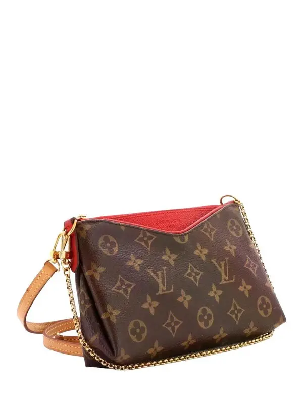 LOUIS VUITTON Pallas Monogram Canvas With Leather Clutch Bag - Brown