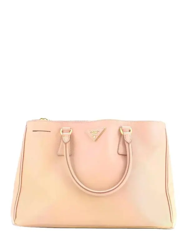 Prada Double Zip Lux Saffiano Leather Medium Tote Bag - Neutrals