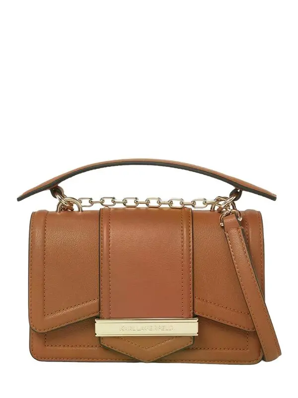 Karl Lagerfeld Small K/nova Leather Crossbody Bag - Brown