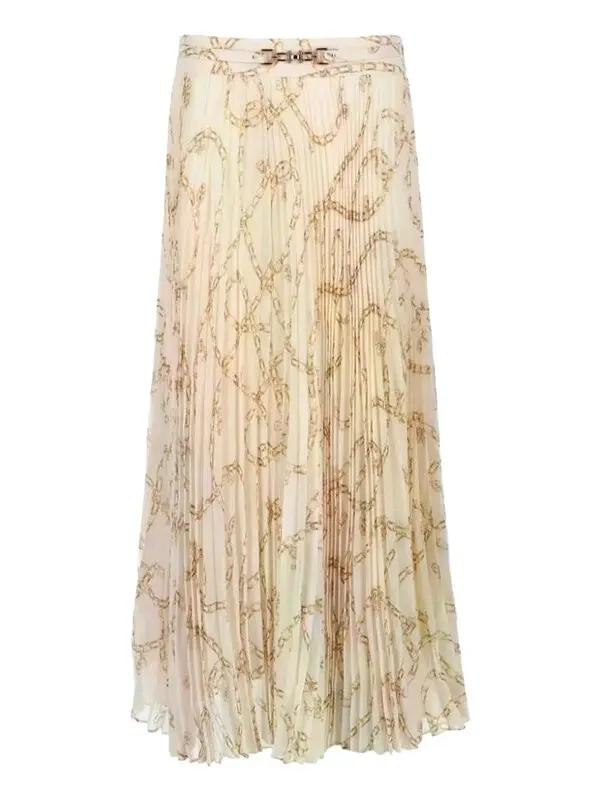 Zimmermann Chain-print Pleated Skirt - Neutrals