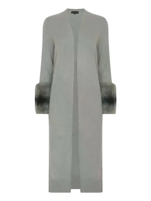 IZAAK AZANEI Fur-cuff Wool Cardigan Coat - Grey