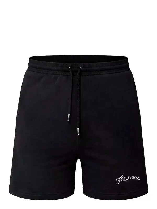 FLANEUR Drawstring Logo-embroidered Shorts - Black