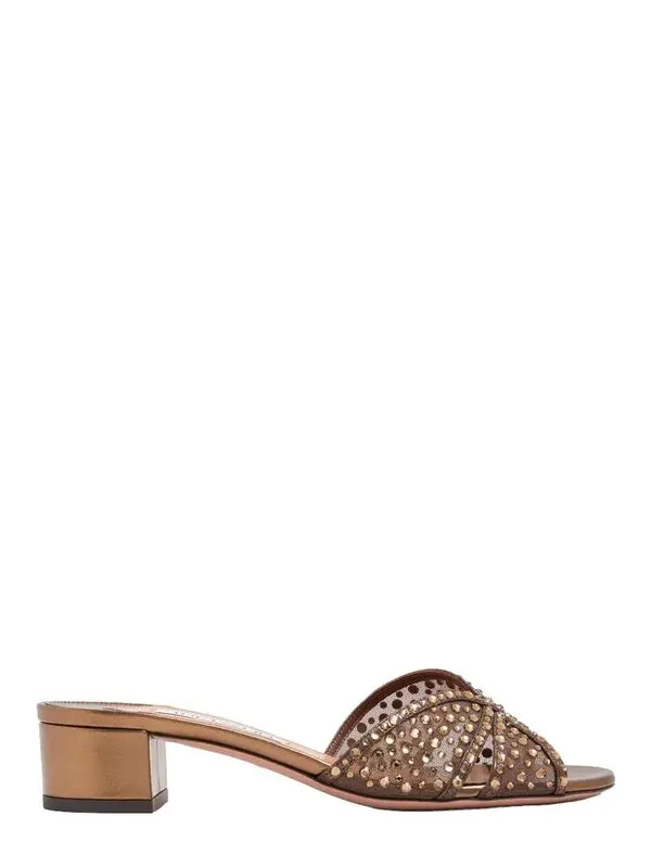 AQUAZZURA Crystal Lover Sandals - Brown