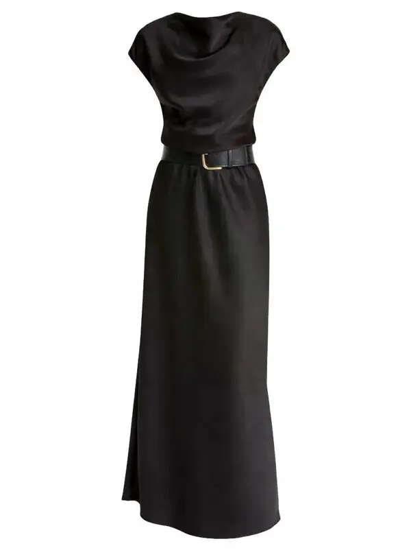 Vince Cowl-neck Belted Dress - Black