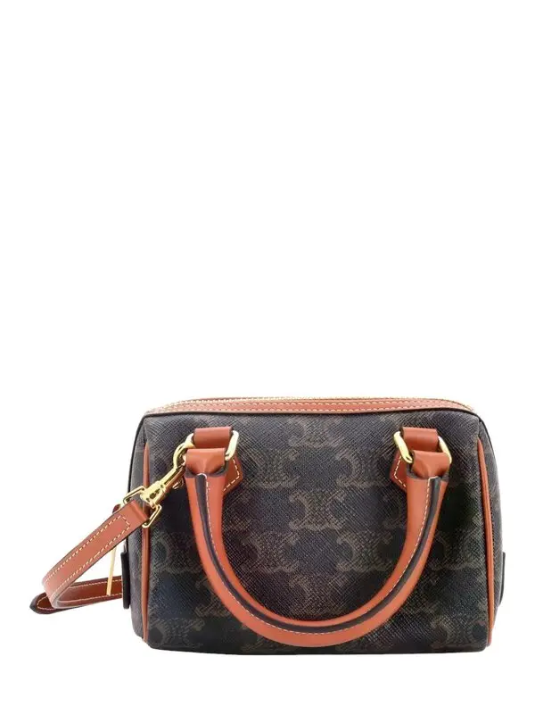 Celine Boston Bag Triomphe Coated Canvas Mini Satchel - Brown