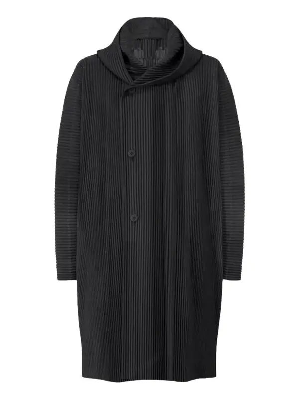 Issey Miyake Pleated Button Coat - Black