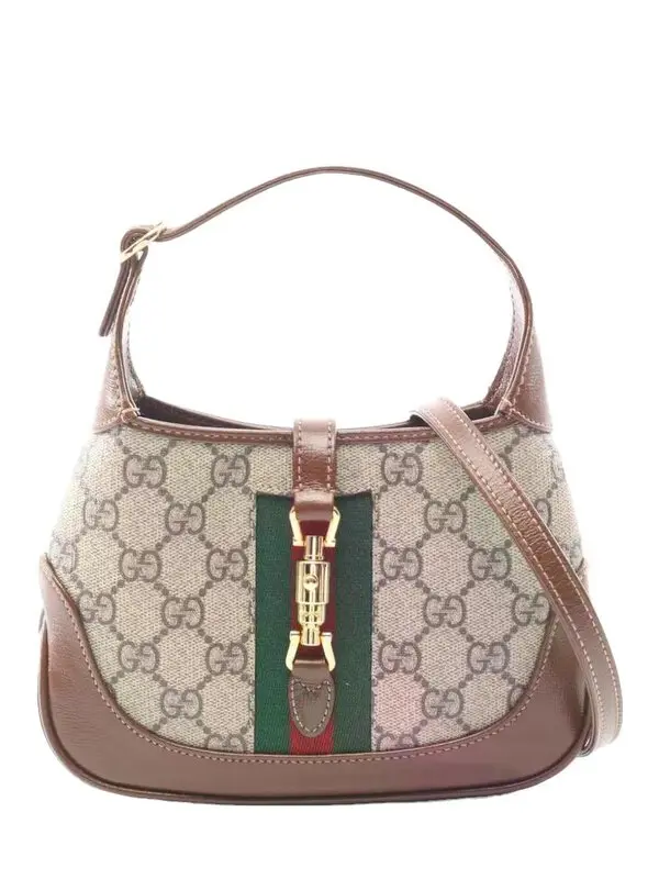 Gucci 2016-2026 Mini Gg Supreme Web Jackie 1961 Crossbody Bag - Brown