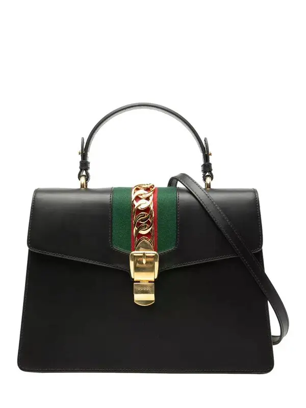 Gucci 2016-2026 Medium Leather Sylvie Top Handle Satchel - Black