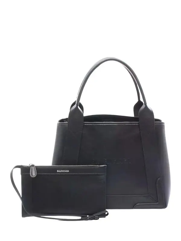 Balenciaga 2010-2026 Canvas Navy Cabas S Tote Bag - Black