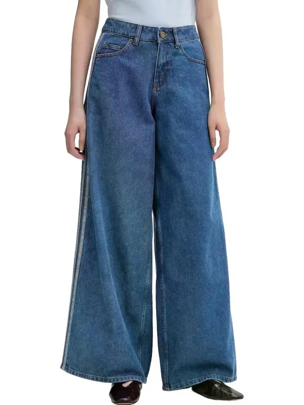 Adidas Striped Wide-leg Jeans - Blue