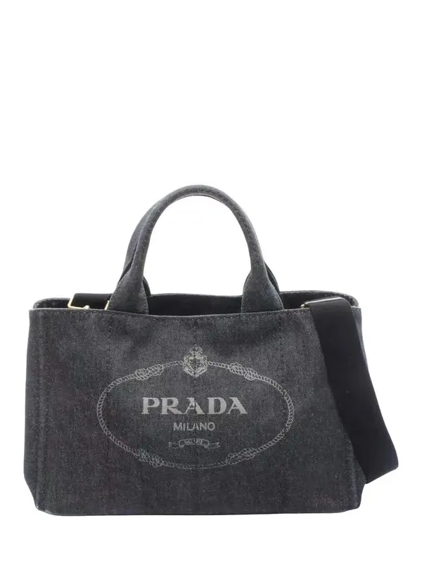 Prada 2013-2026 Canapa Logo Tote Bag - Grey