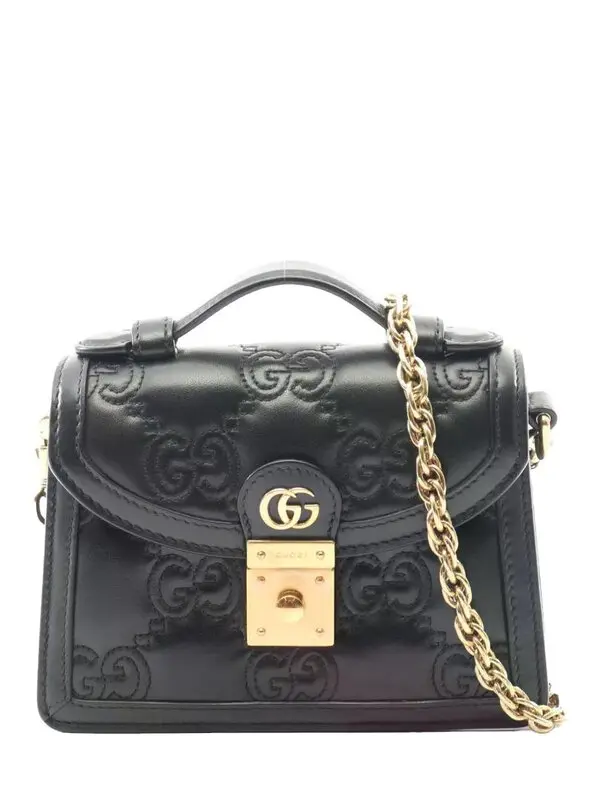 Gucci Gg Matelasse Leather Top Handle Satchel - Black