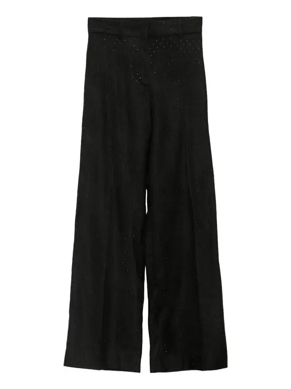 Maje Rhinestone Pinestripe Trousers - Black