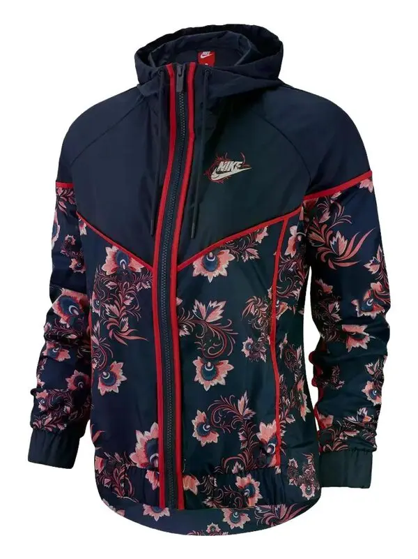 Nike Floral-print Windbreaker - Blue