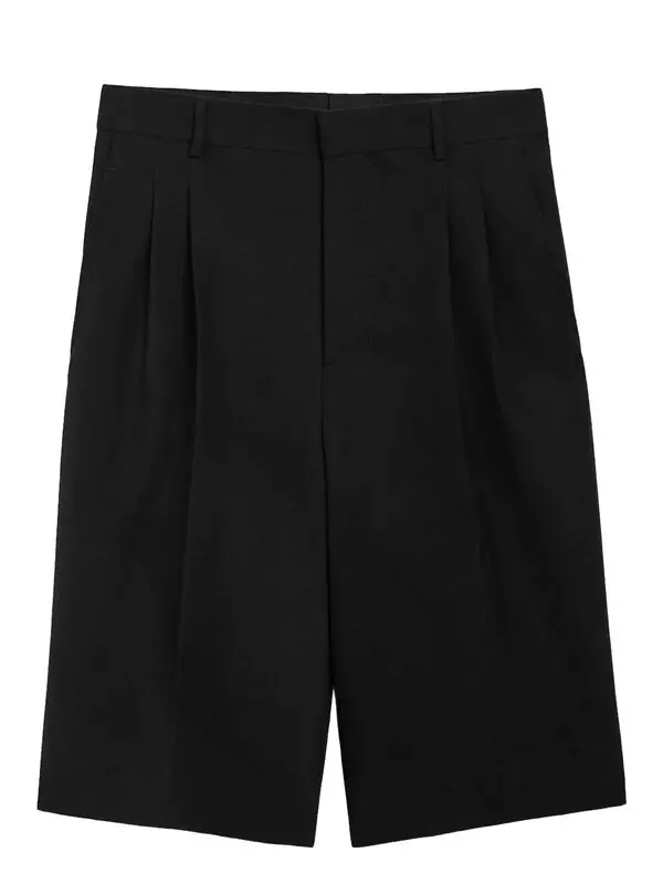 Ami Pleated High-waist Bermuda Shorts - Black