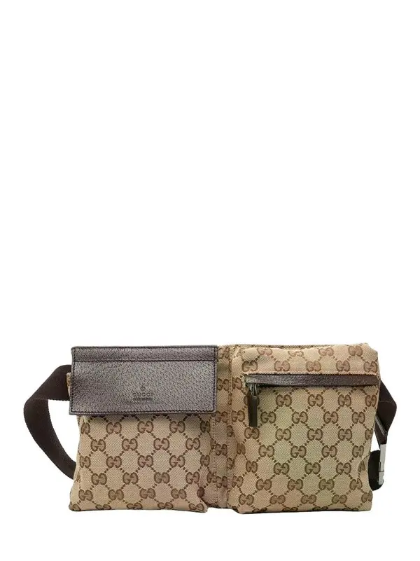 Gucci Gg Canvas Double Pocket Belt Bag - Brown