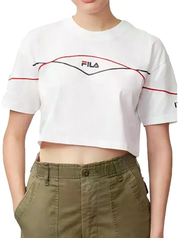 FILA Logo-detail Crop Top - White
