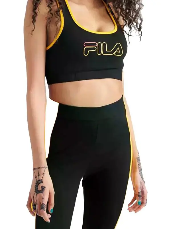 FILA Contrast-trim Crop Top - Black