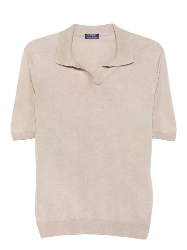 BARBA NAPOLI Collared Short-sleeve Sweater - Neutrals