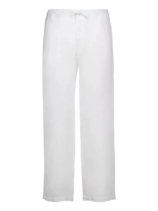 120% Lino Drawstring-waist Trousers - White